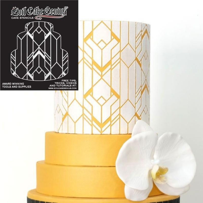 Evil Cake Genius Art Deco Geometric Stencil – Sugar Love Designs